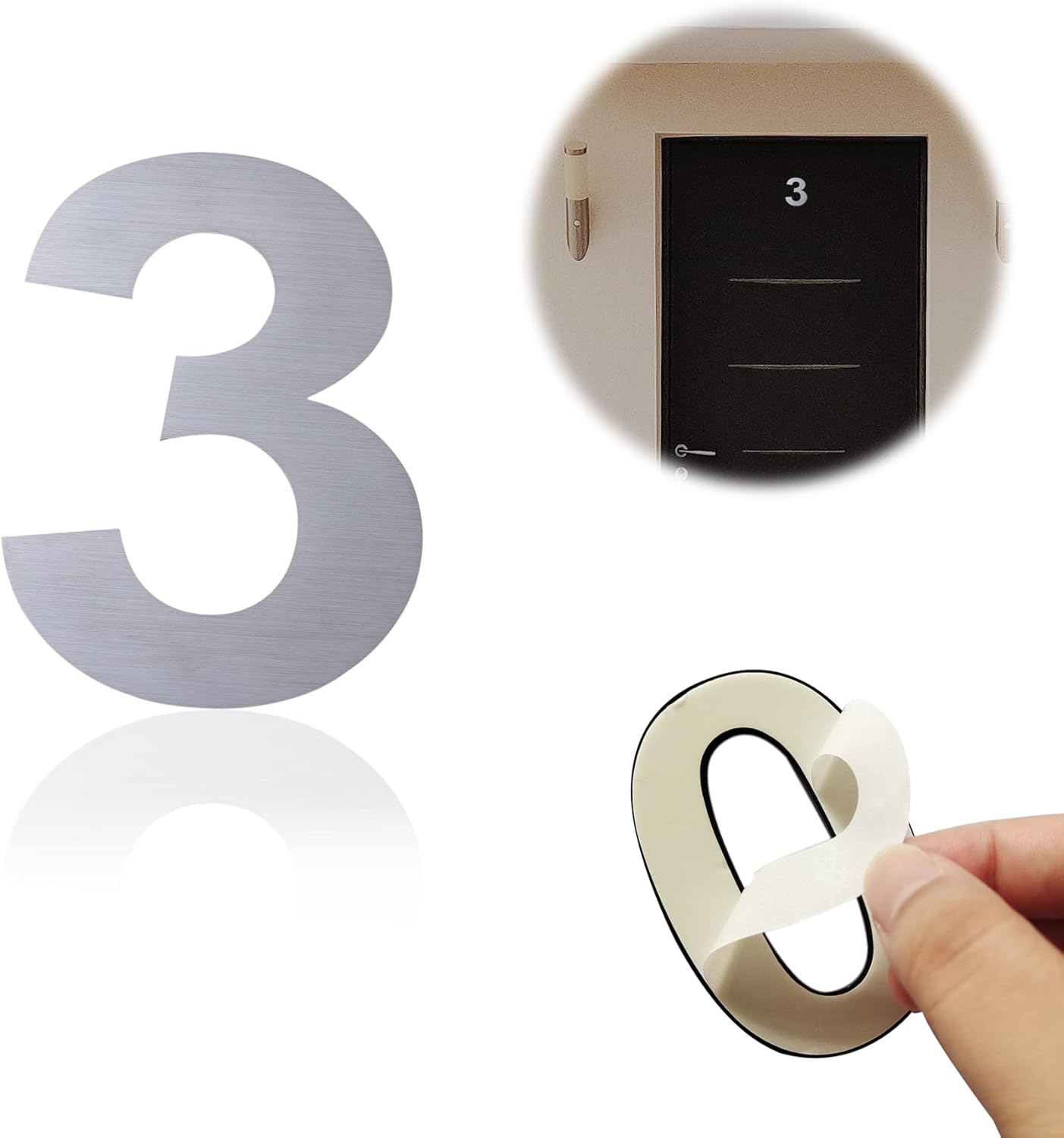 Amazon.com: BetLight 3 inch Self-Adhesive House Numbers/Stainless Steel ...