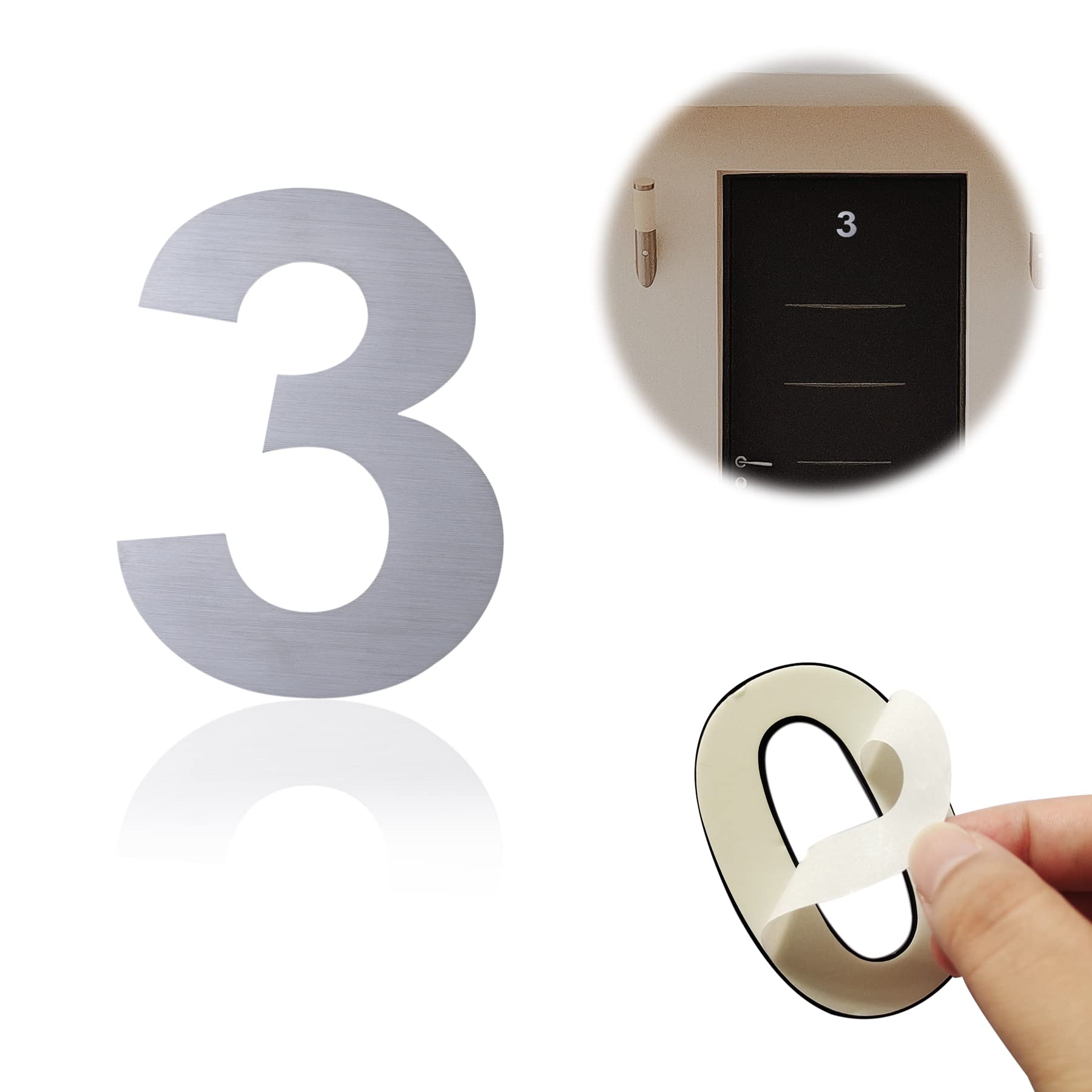 Amazon.com: BetLight 3 inch Self-Adhesive House Numbers/Stainless Steel ...