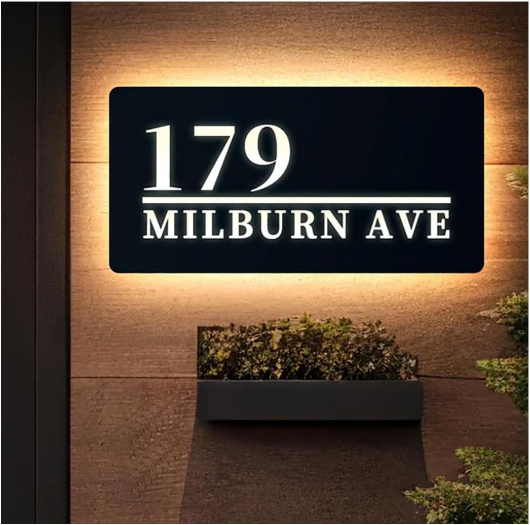 Amazon.com: Custom LED Backlit House Number Light Up House Door Front ...