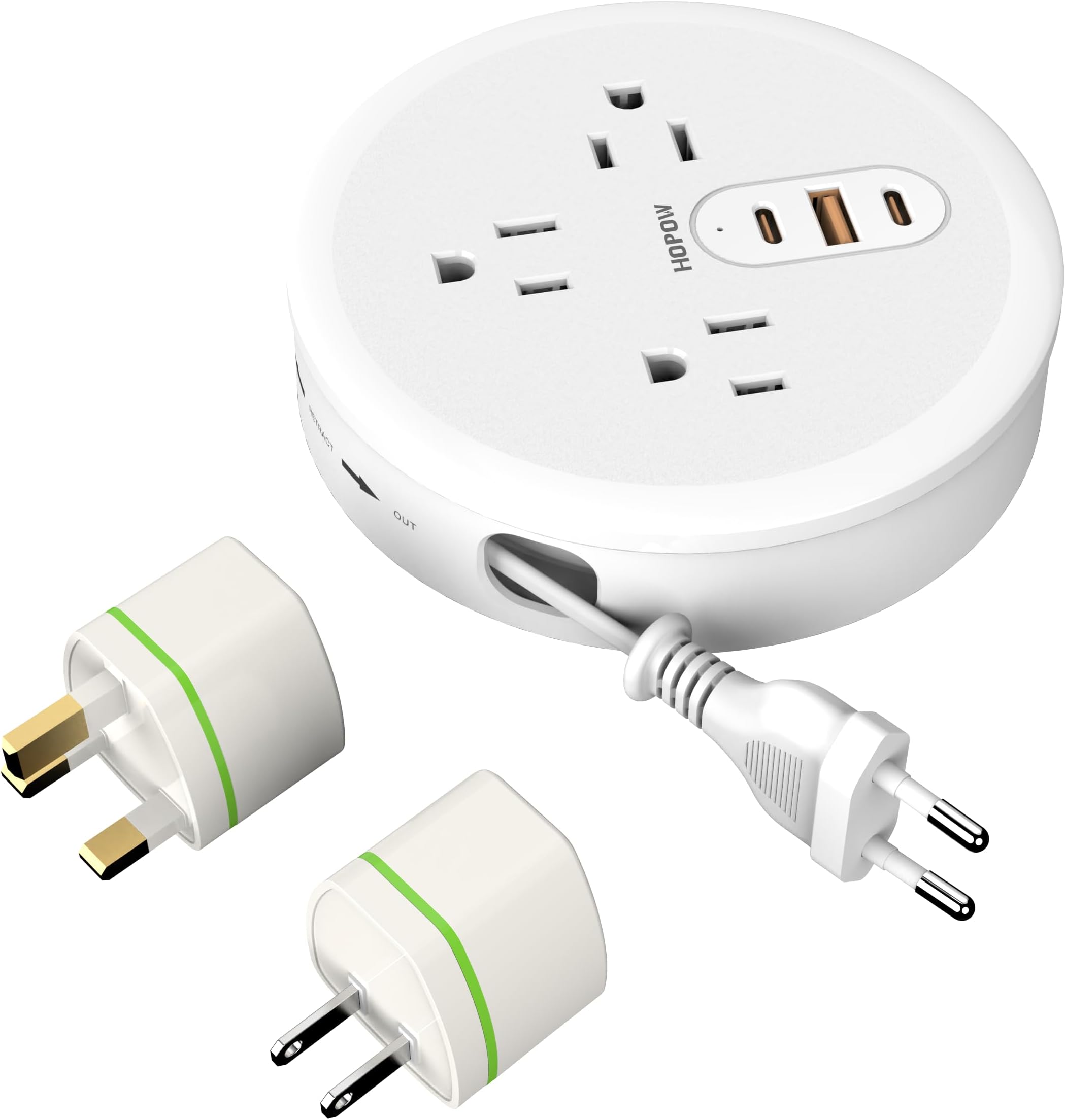 Amazon.com: HOPOW European Travel Plug Adapter with 4Ft Retractable ...
