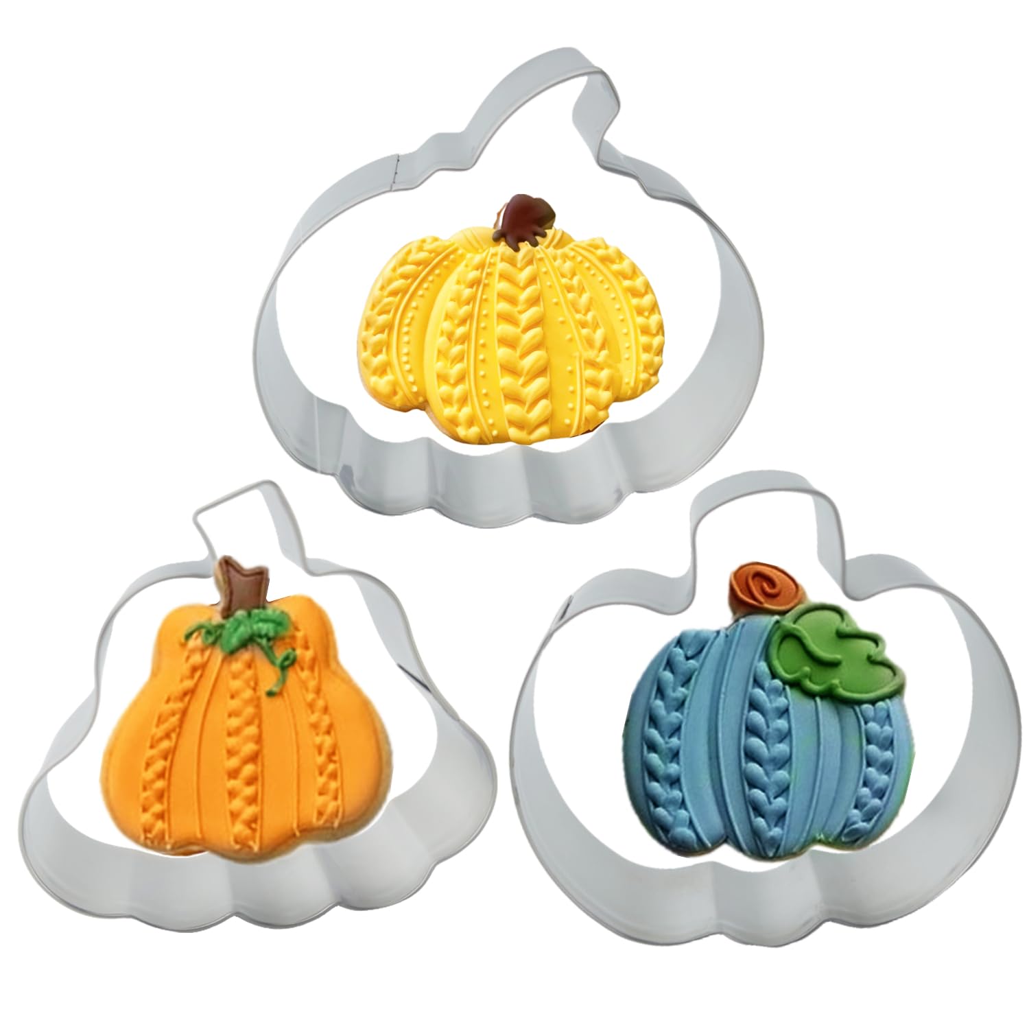 Amazon.com: 3PCS Thankgiving Pumpkin Cookie Cutters Set, 3.4" 3.3" 2.85 ...