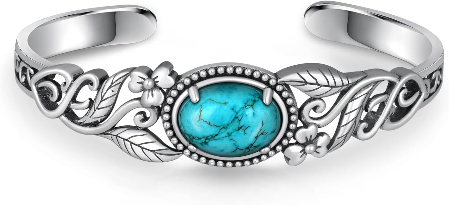 Amazon.com: Naxidaze Genuine Turquoise Bracelet for Women 925 Sterling ...