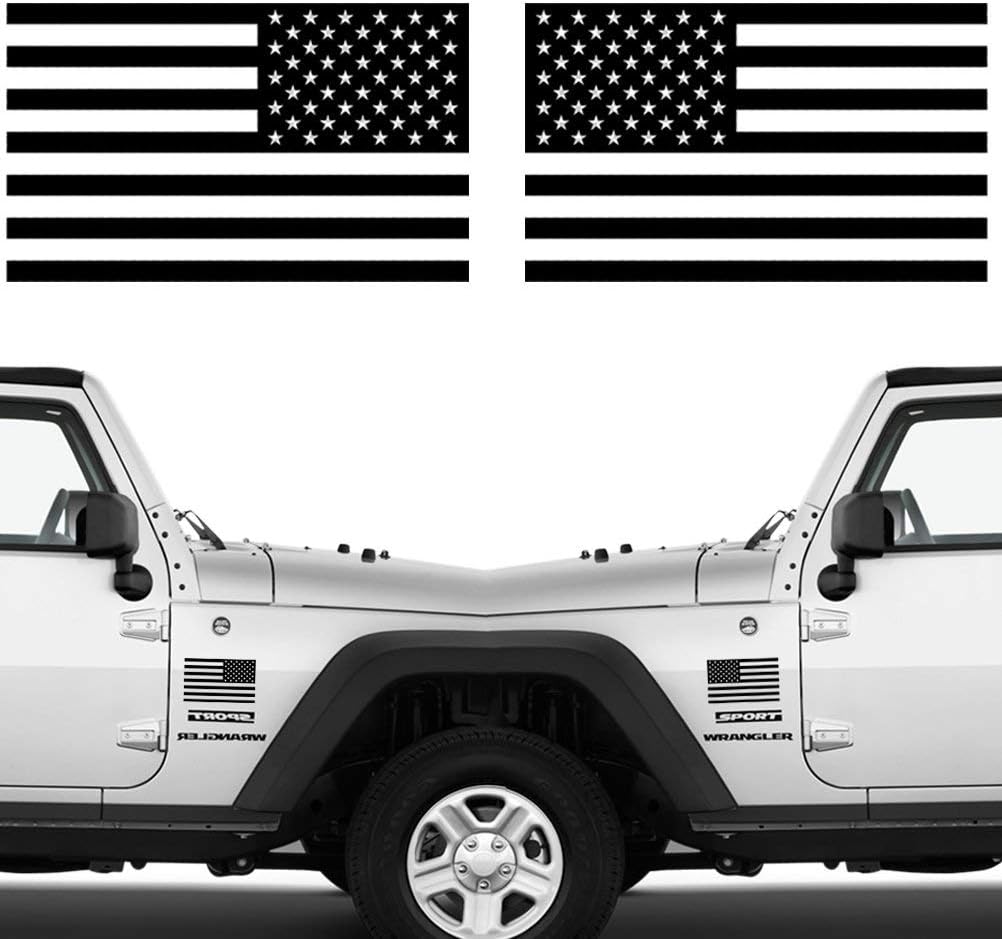 Amazon.com: Die Cut Subdued Matte Black American Flag Sticker 3" X 5 ...