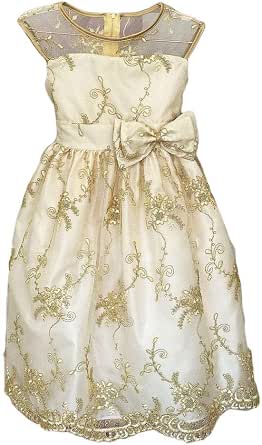 Amazon.com: Princess Kloset Little Girls Champagne Illusion Neck Lace ...