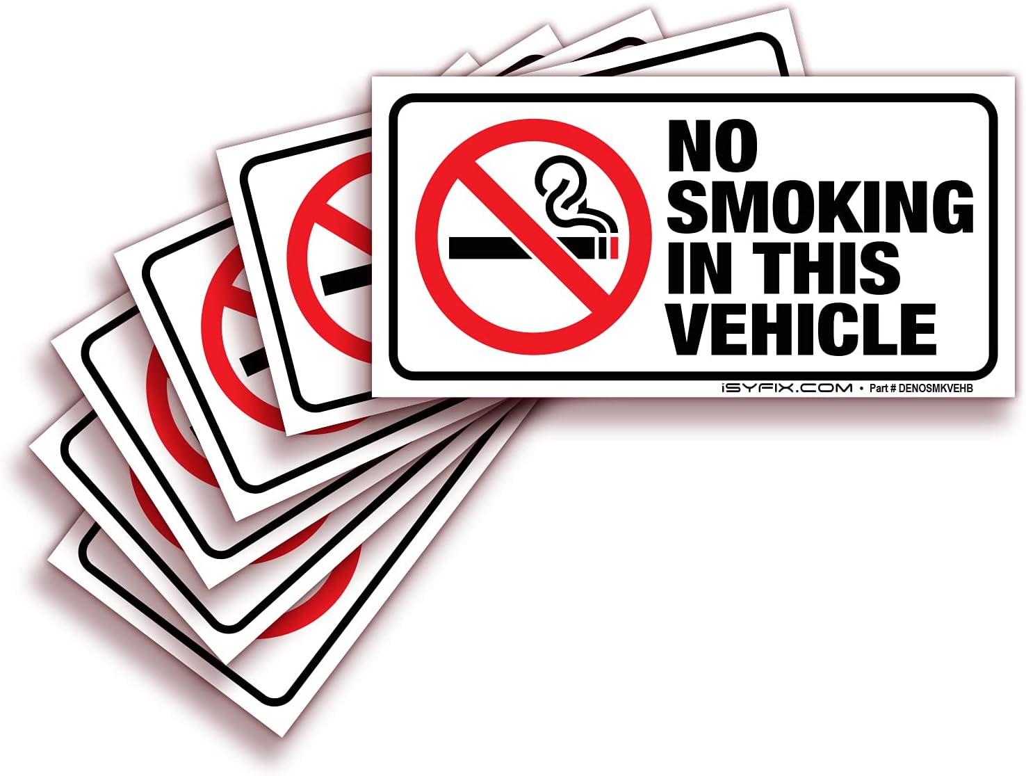 iSYFIX No Smoking Sign Sticker for Vehicles & Cars – 6 Pack 3x1.5 inch ...