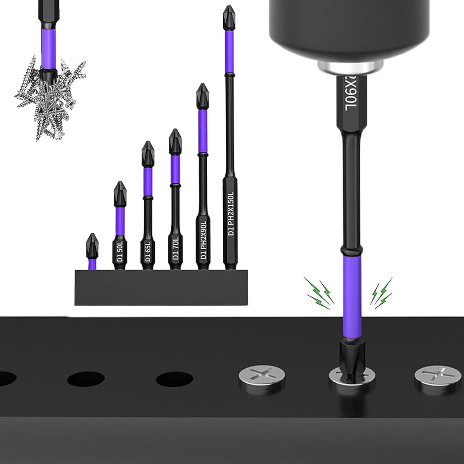 D1 Anti-Slip and Shock-Proof Bits with Phillips Screwdriver Bits ...