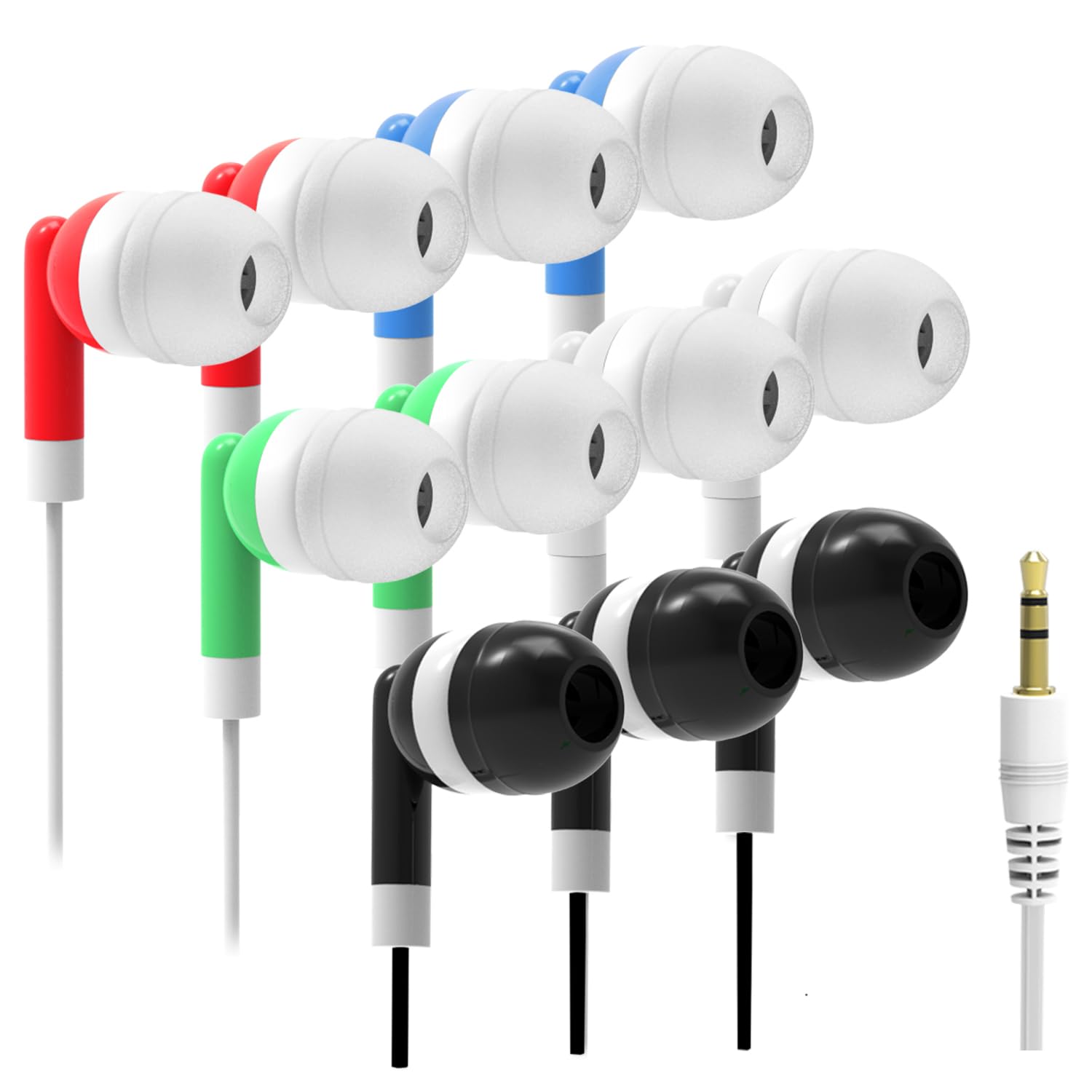 Amazon.com: Bulk Earbud Headphones 50 Pack for School Classroom Kids ...