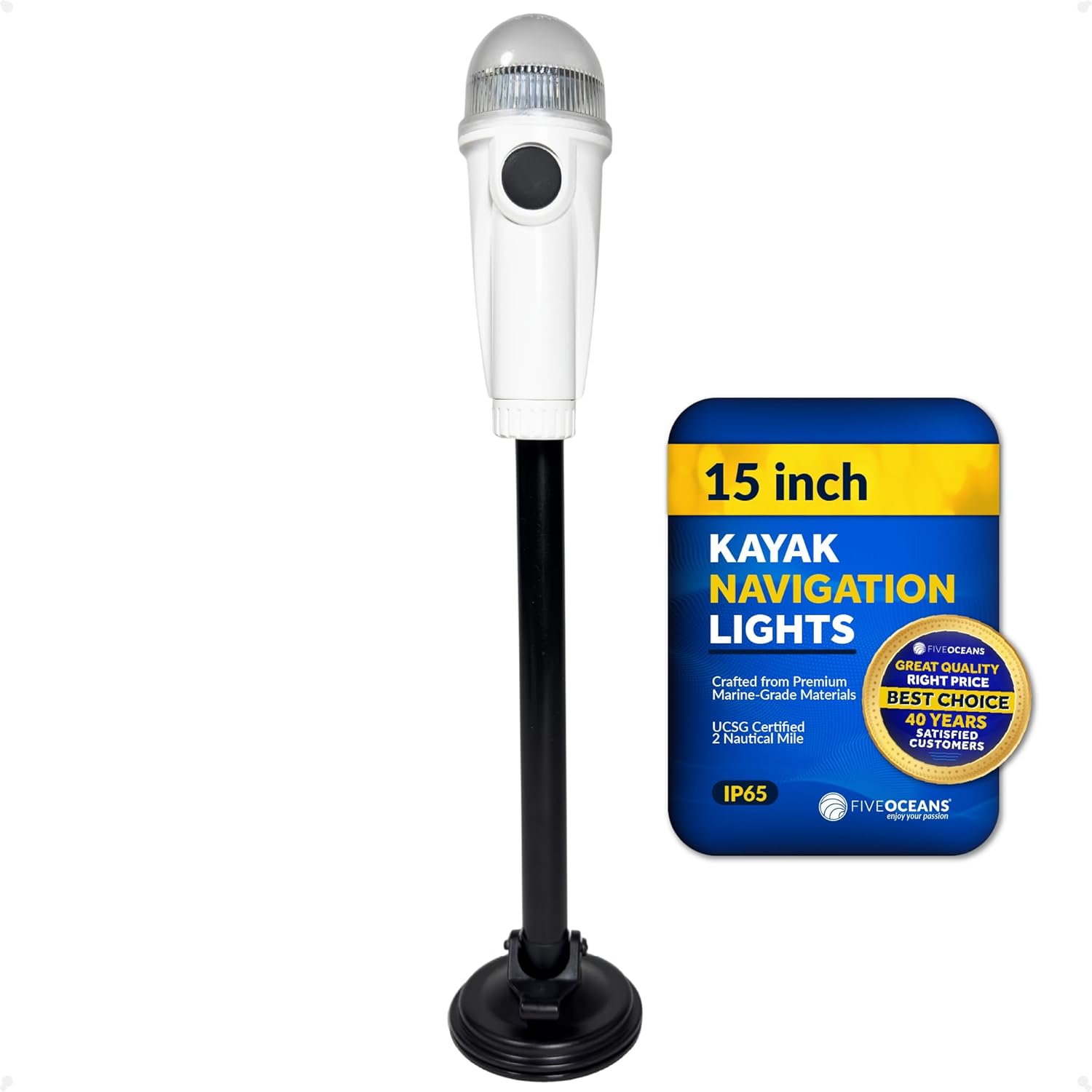 Five Oceans Kayak Lights - Stern Lights for Boats, Anchor Light, 15 ...