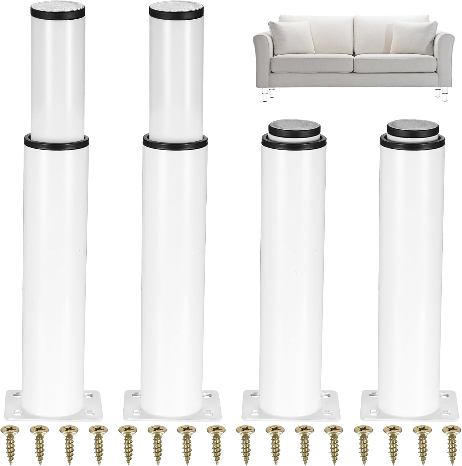 YITYDaMai 4 Pcs Adjustable Furniture Legs, Metal Adjustable 0-140 mm ...