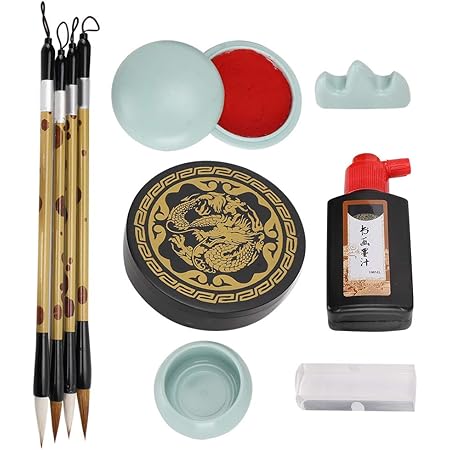 dropee Chinese Calligraphy Gift Box Brush Set - 10pcs Calligraphy and ...