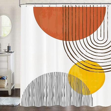 Amazon.com: KOMLLEX Modern Abstract Mid Century Shower Curtain Set for Bathroom 60Wx72H Inch ...