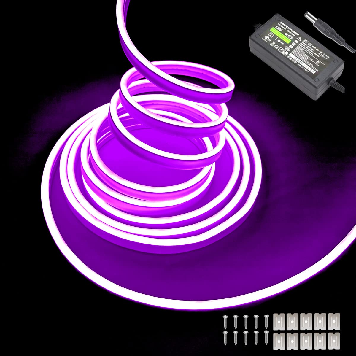 Maxlaxer Purple Neon LED Strip Light,5M 12V Waterproof neon Light for ...