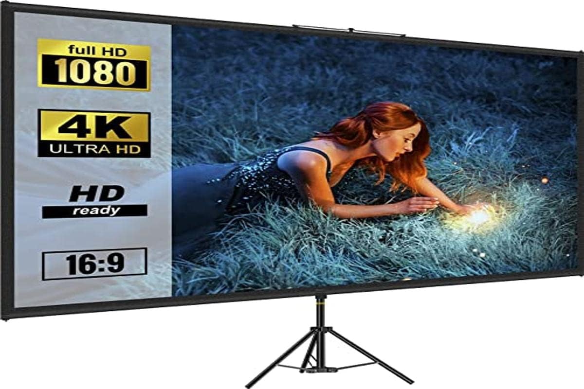 VEVOR Tripod Projector Screen with Stand 100inch 16:9 4K HD Projection ...
