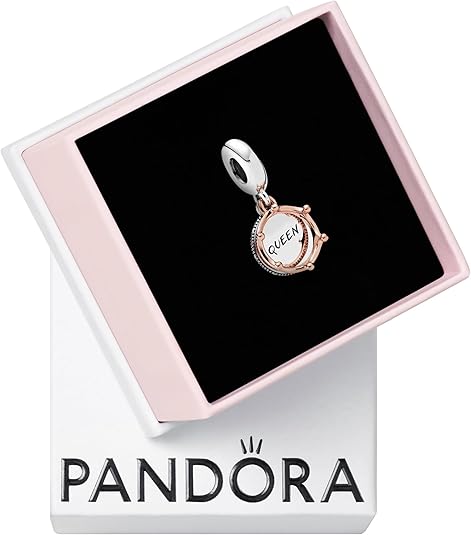 Amazon.com: PANDORA Queen & Regal Crown Dangle Charm - Engraved Plaque ...