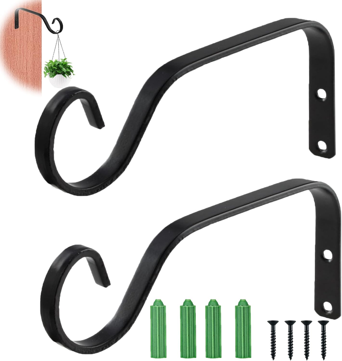 HELION 2 Pcs Sets Hanging Basket Brackets Outdoor, 18.5CM X 8.9CM Heavy ...