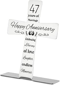 Amazon.com: 47 Years Wedding Anniversary Cross Gifts for Couple Him Her ...