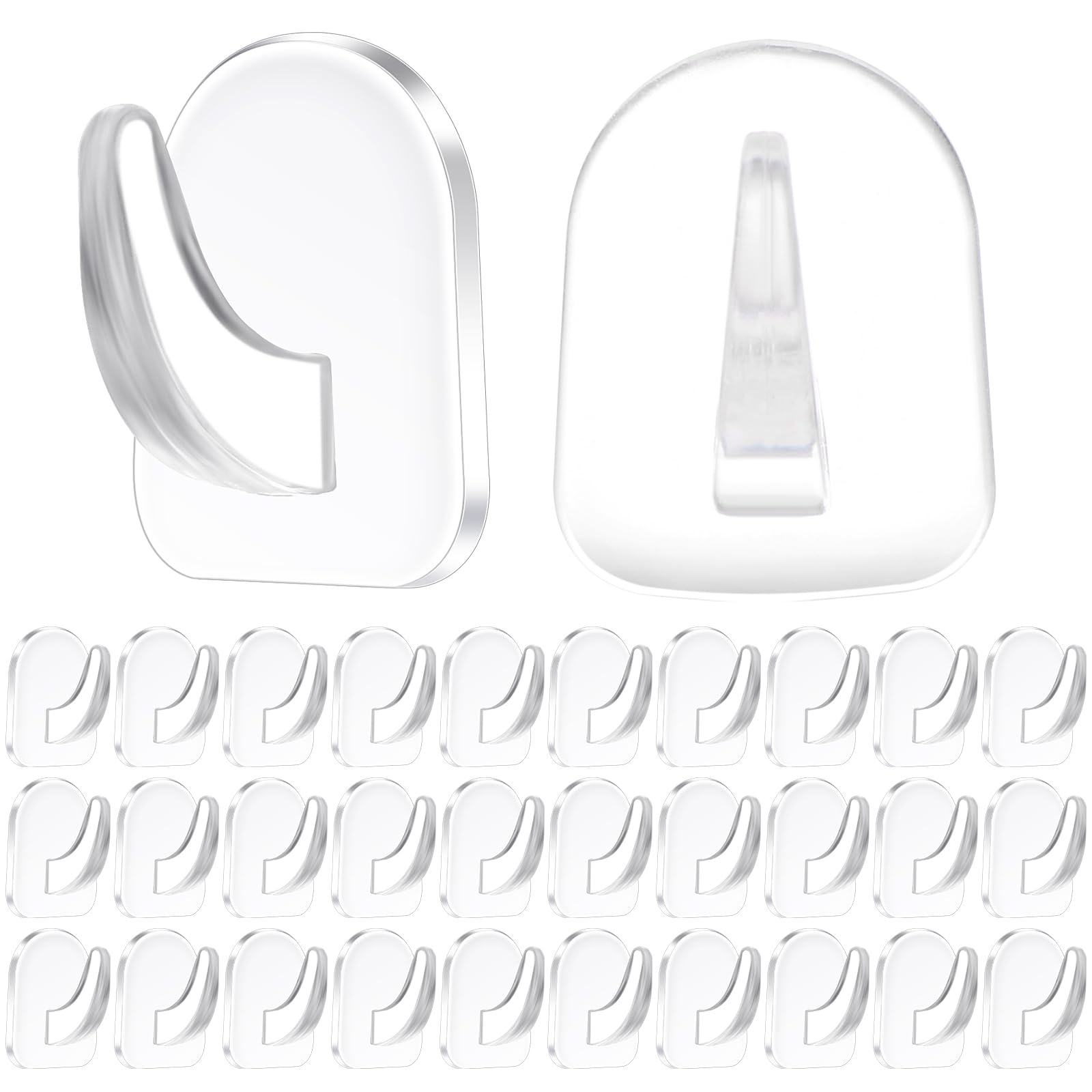 Wanmu 30 Pcs Clear Adhesive Wall Hooks for Hanging, Reusable ...