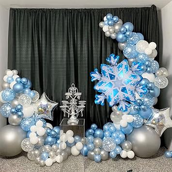 Amazon.com: 118 Pieces Snowflake Balloon Garland Arch kit-Snowflake ...