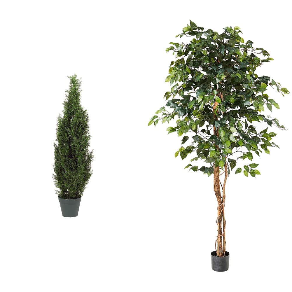Nearly Natural 5172 4ft. Cedar Tree Silk Tree (Indoor/Outdoor),Green,49 ...
