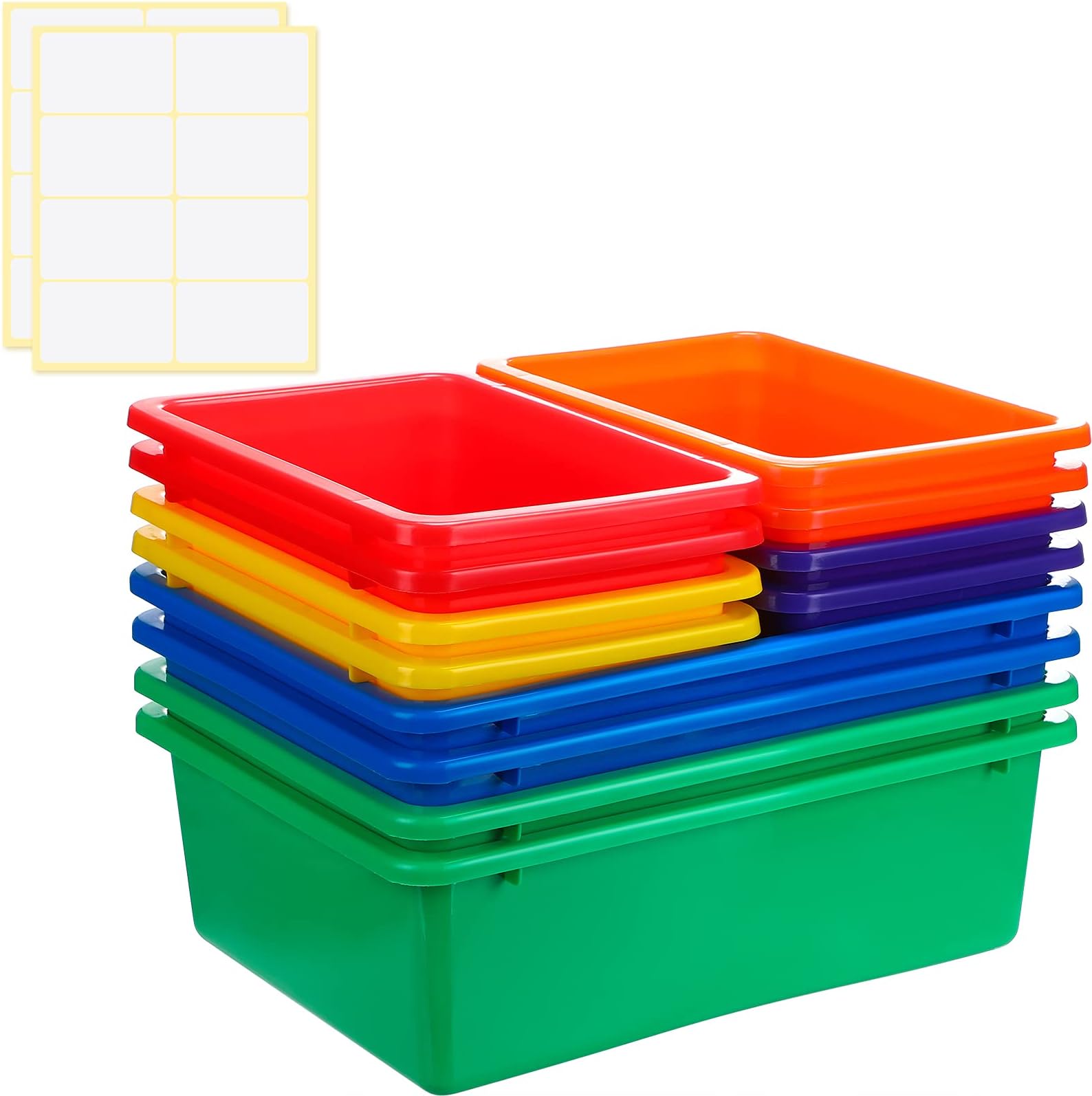 Amazon.com - 12 Pieces Plastic Cubby Bins Office Kids Storage Container ...