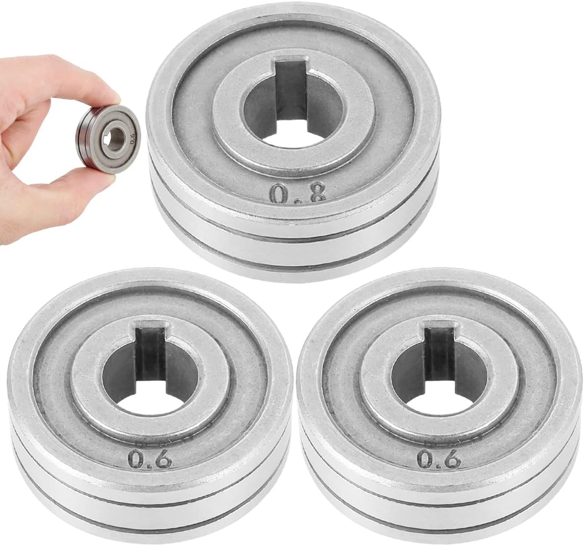 2x Roll Wheels Knurled Groove Wire Machine Feed Drive Rollers 30mm (1. ...