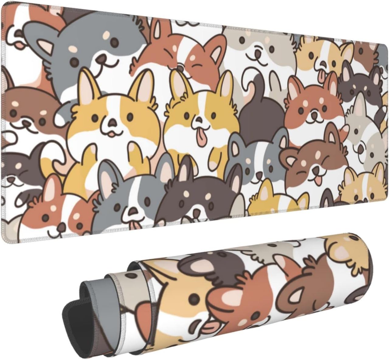 Amazon.com: Desk Mat,Cute Dogs Heads Extended Gaming Mouse Pad for ...