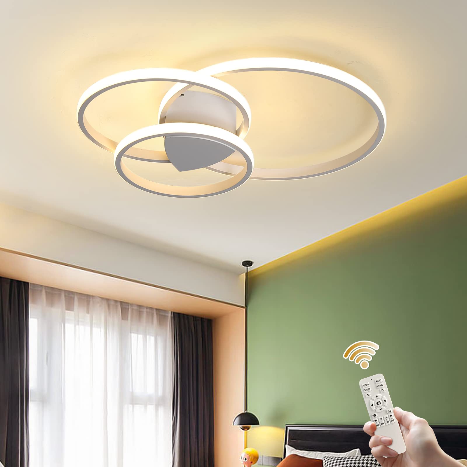 Qcyuui 56w Modern Led Ceiling Light Dimmable Acrylic Close To ...