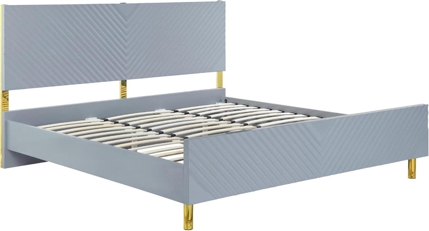 Amazon.com: Benjara Tyra Modern King Bed, Panel Headboard, Luxury ...