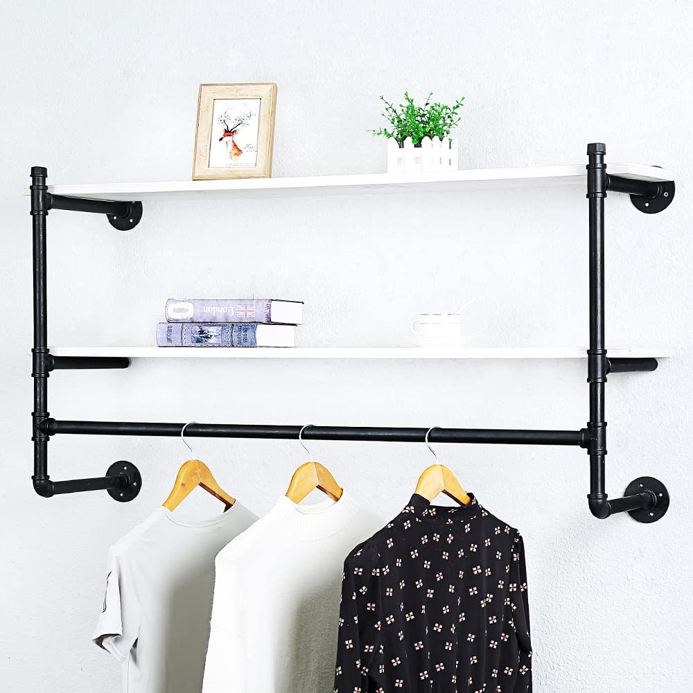Snapklik.com : ZAIZHUo Industrial Pipe Clothing Rack Wall Mounted