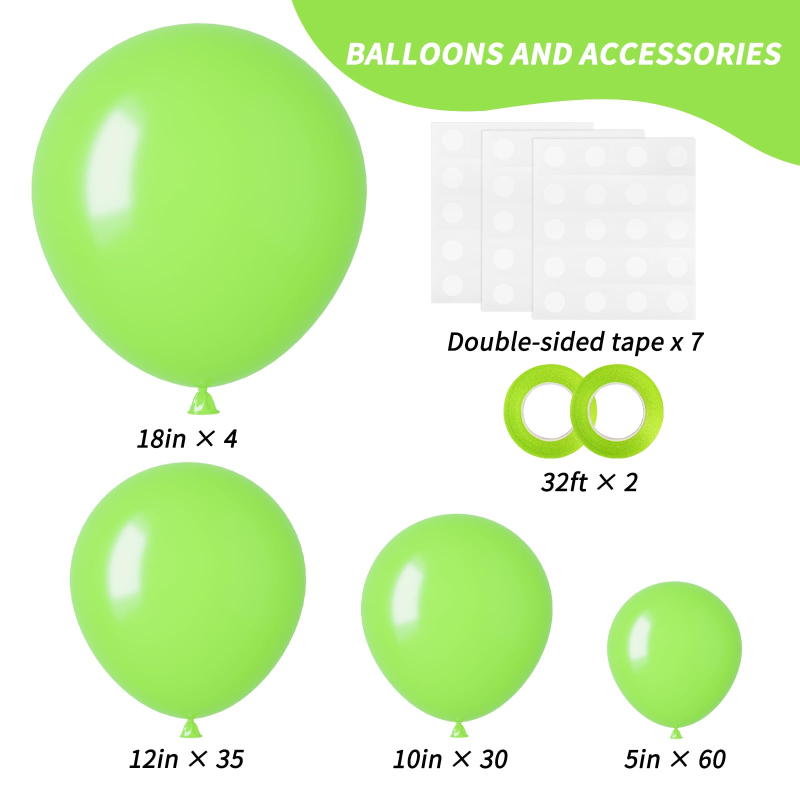 Snapklik.com : RUBFAC Lime Green Balloons 129pcs Light Fruit Neon Green ...