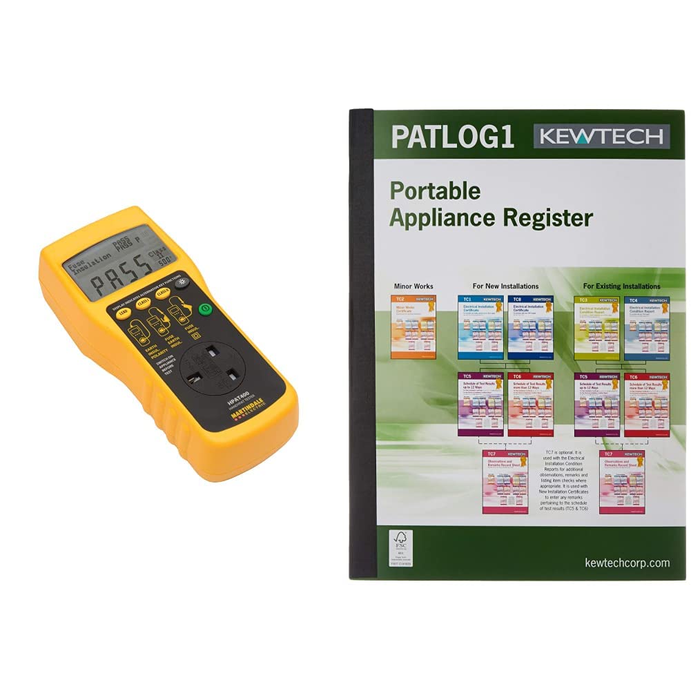 Martindale HPAT400 Pass/Fail PAT Tester & Kewtech PATLOG1 PAT Test, A4 ...