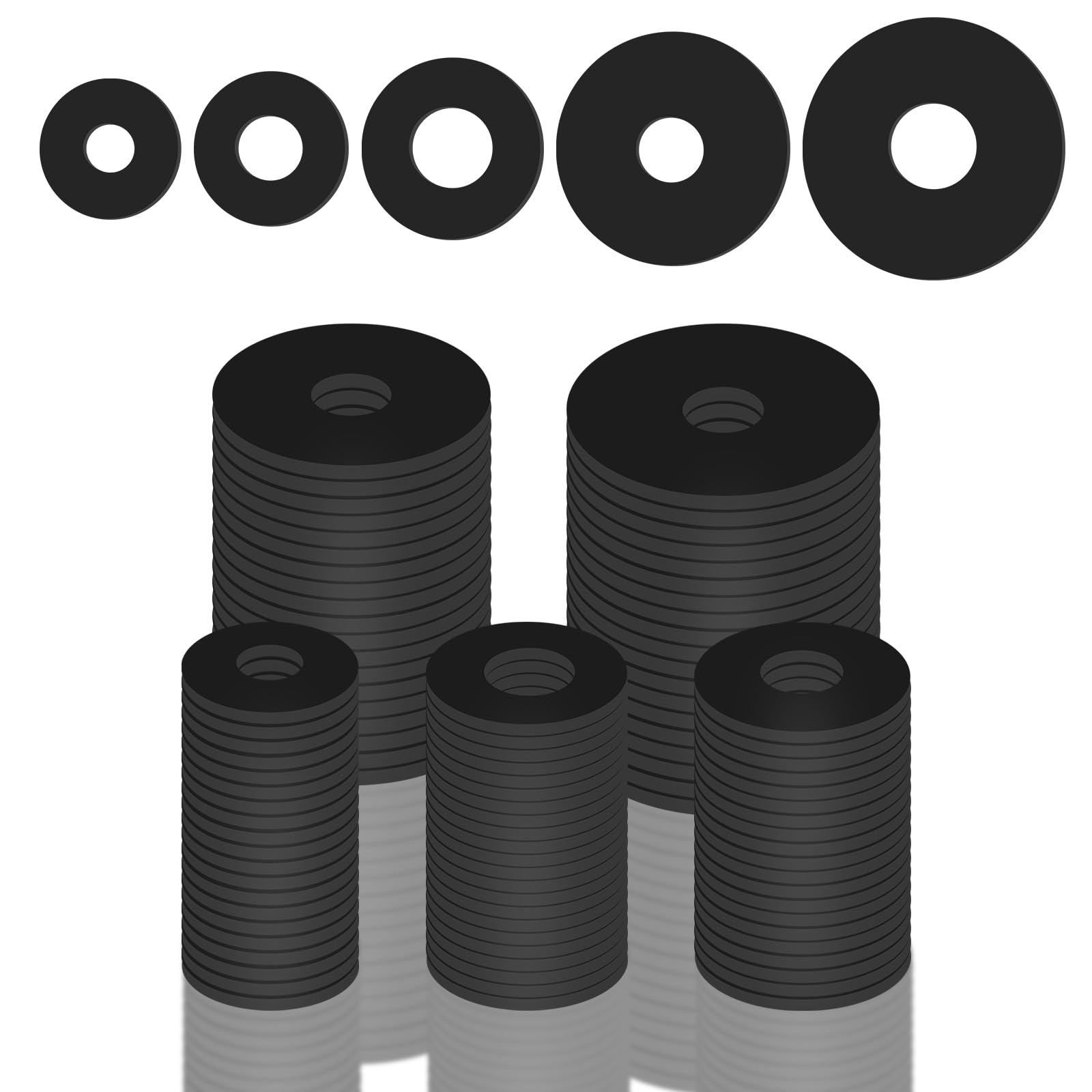 100pcs Flat Rubber Washers Assortment Kit, 16/18/20/25/30mm Rubber ...