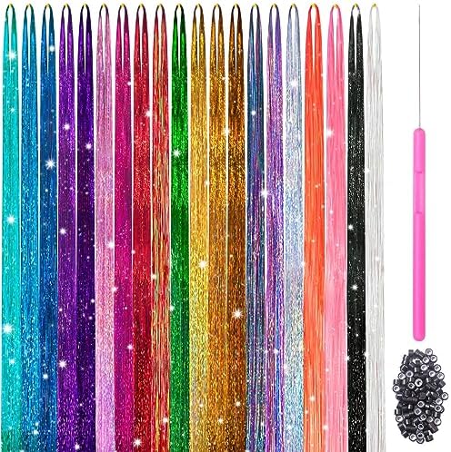 Amazon.com : 6000 Strands Hair Tinsel Kit in 20 Colors, Glitter Tinsel ...