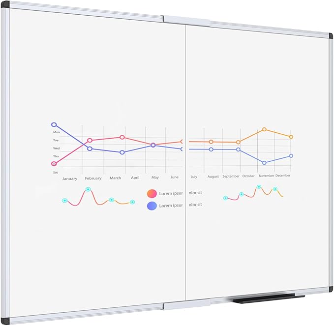 VIZ-PRO Dry Erase White Board/Magnetic Foldable Whiteboard, 48 X 36 ...