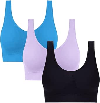3 Pack Bras for Women Seamless Wireless Comfortable Push Up Bralette ...