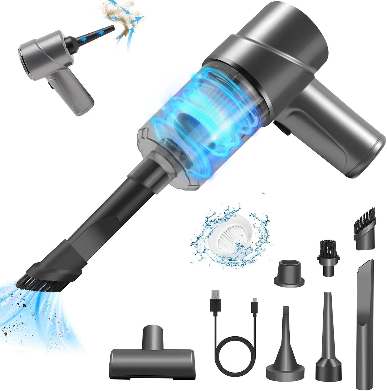 Amazon.de: Handstaubsauger Auto Handheld Kabelloser 3 in 1 Mini-Autostaubsauger 6000PA Druckluft ...