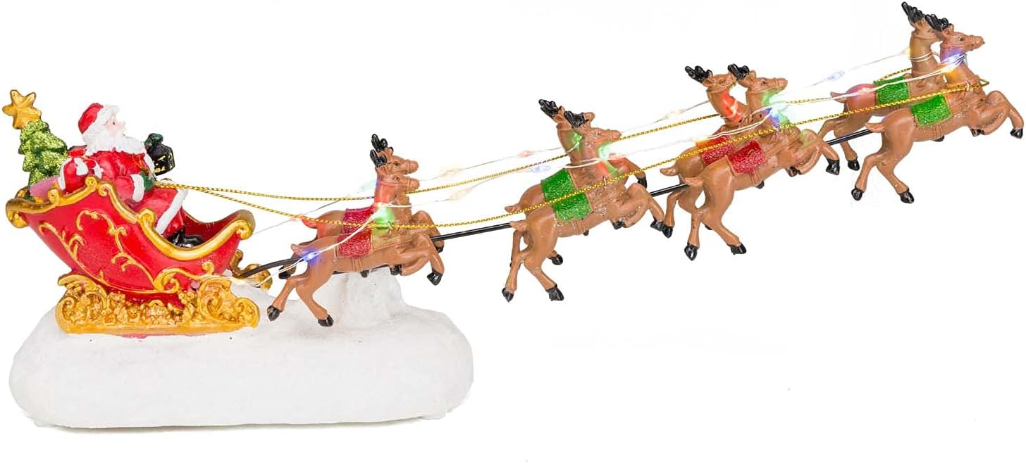 Amazon.com : innodept12 Christmas Winter Santa's Sleigh with 8 ...