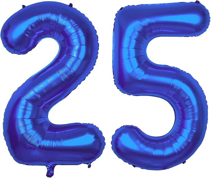 Amazon.com: Blue 25 Balloon Number, GINZU 40 Inch | Foil Blue 25 ...