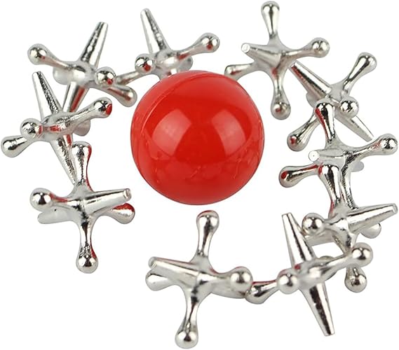 Amazon.com: Home-X Jacks Game - Old School Jax Game with Red Rubber ...