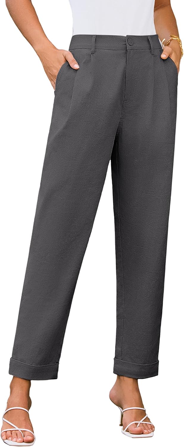 GRACE KARIN Women High Waisted Business Casual Pants Dressy Cuffed Work ...