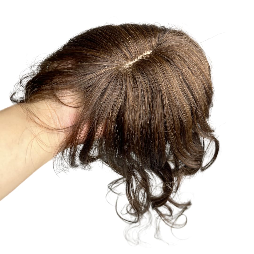 Amazon.com : AYunhe Curly Wavy Human Hair Topper for Women Clip in ...