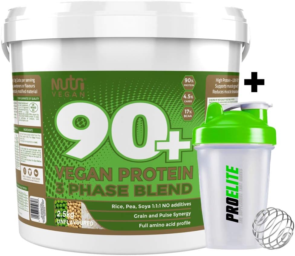 Nutrisport 90+ Plus Vegan 3 Phase Protein Blend 2.5kg / 2500g ...