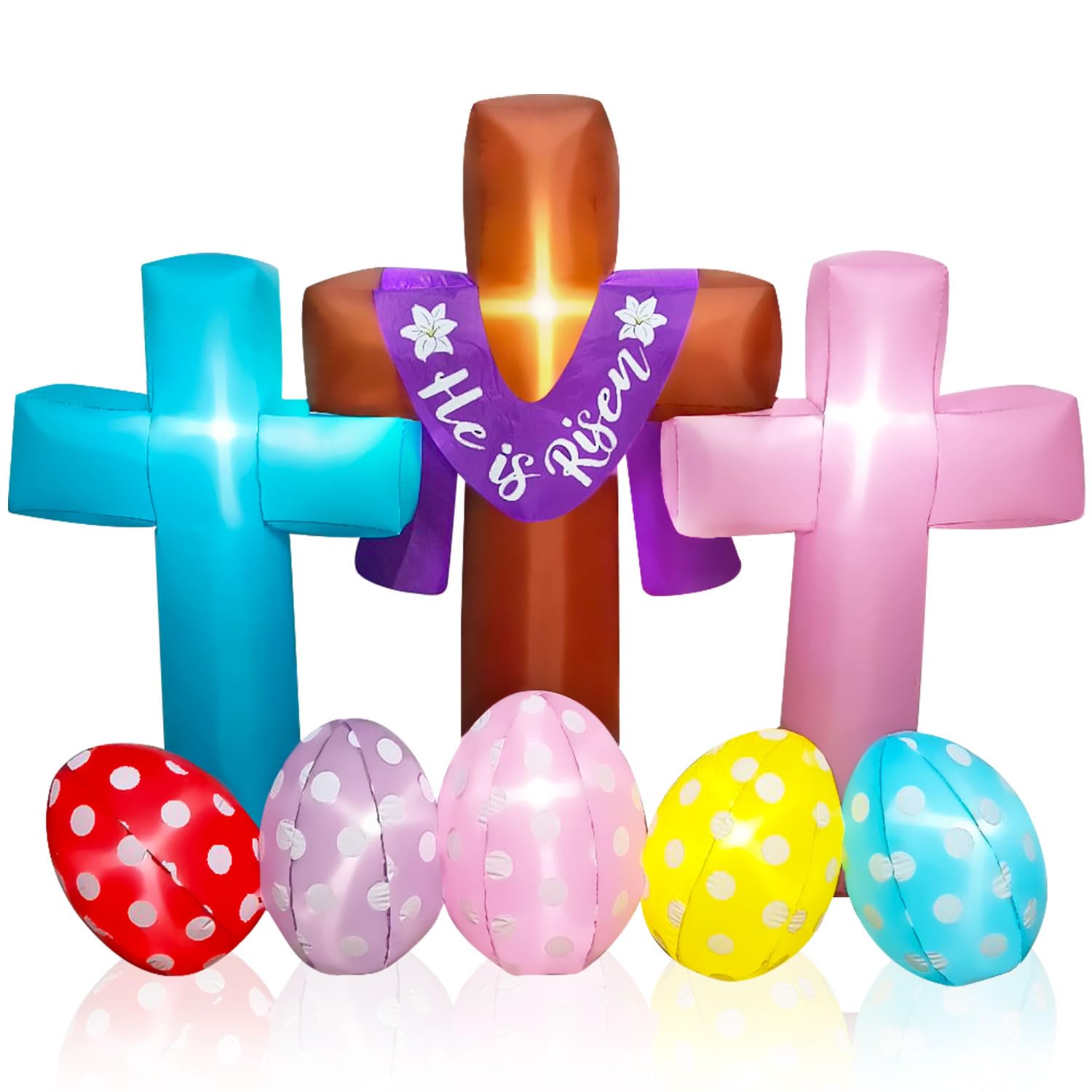 Apatner 7FT Outdoor Inflatable Decoration He is Risen Inflatable Cross ...
