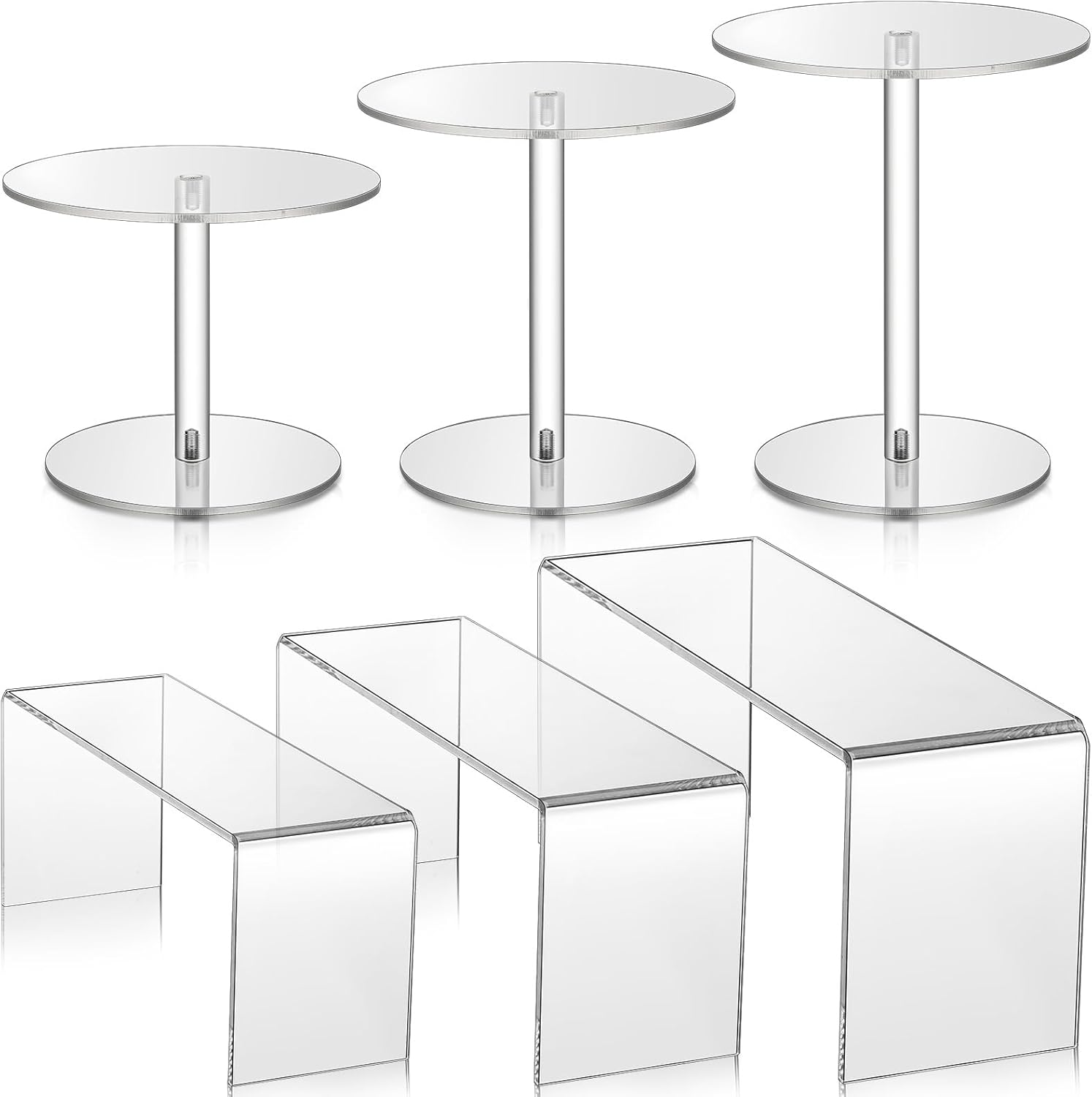 Amazon.com: Wenqik 6 Pcs Acrylic Cake Stand Set 3 Pcs Round Clear Cake ...