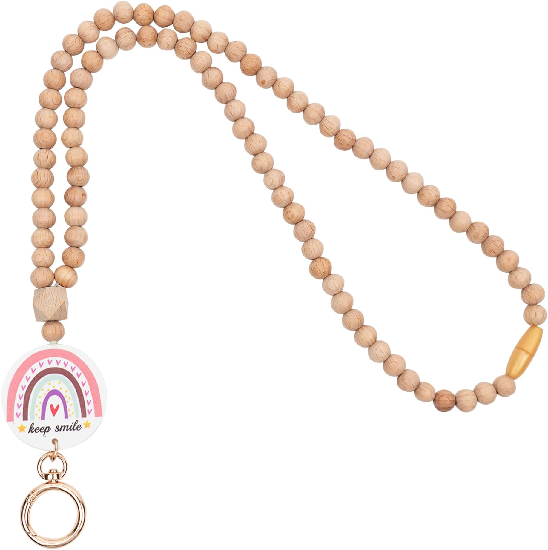 Amazon.com: Smongdelis Rainbow Wood Beaded Lanyards for Id Badges ...