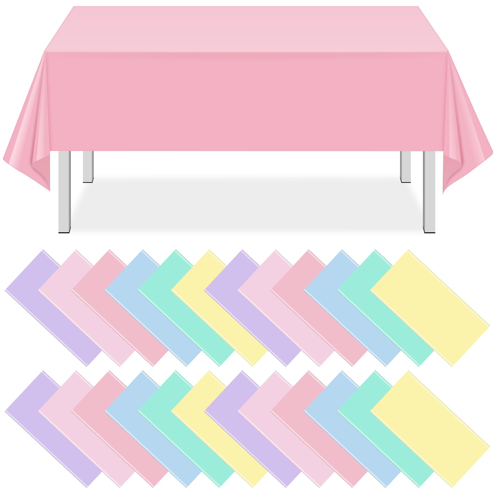 Amazon.com: MASHAN 24Pcs Pastel Tablecloths,Plastic Mix Color ...