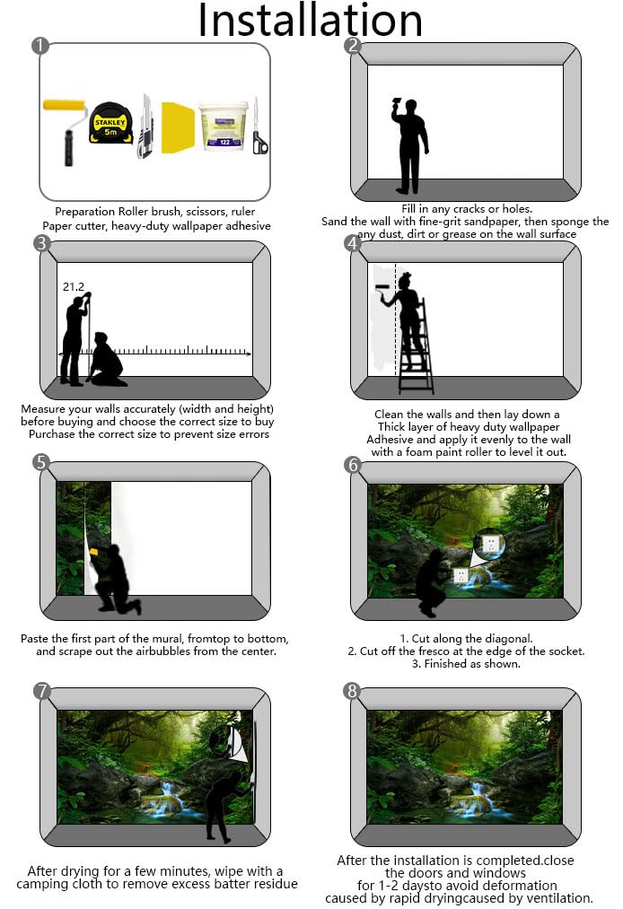 Primitive Forest Waterfall Wallpaper, Modern Large Background Wall ...