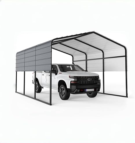 Abri de voiture en métal robuste de 13 pi x 16 pi x 10 pi avec toit en ...