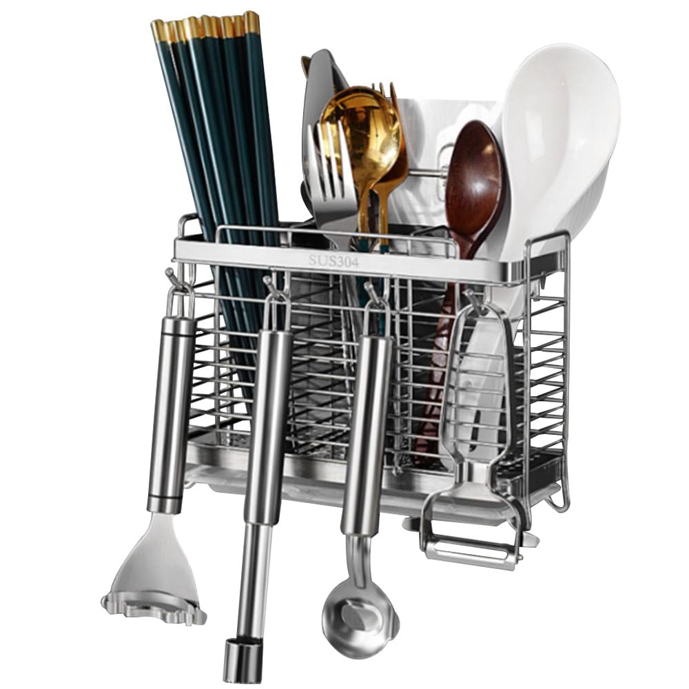 Amazon.com - YEWIN Stainless Steel Utensil Drainer Rack with 3 Divided Compartments Cutlery ...