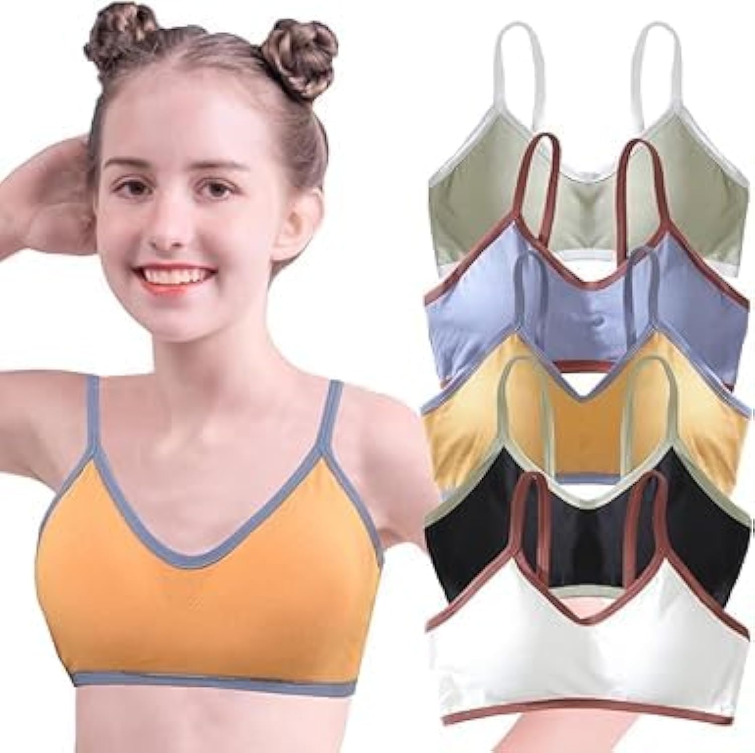 Teenage Girls Bras, 5 Pieces Sports Bra for Girls, Training Bras ...